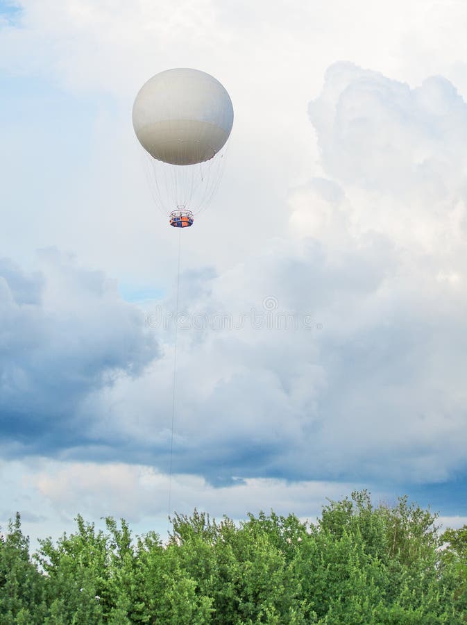Tethered aerostat balloon. stock image. Image of outdoor - 43560507