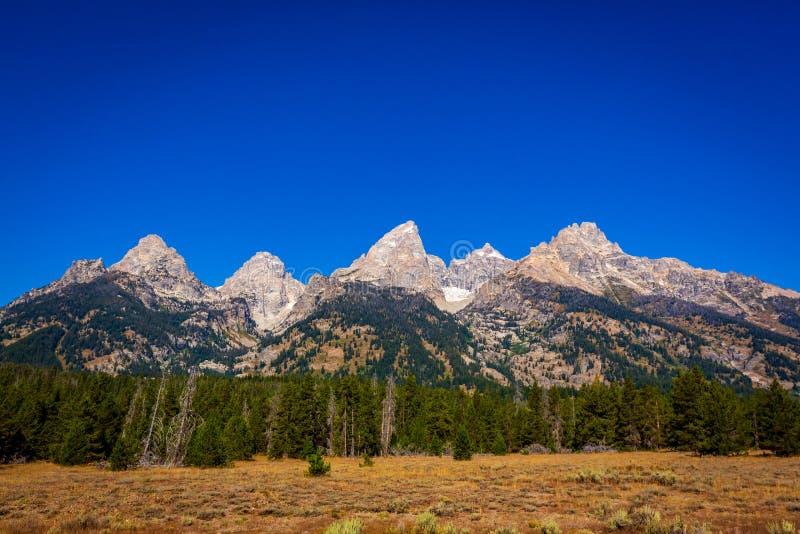 Teton Range in Grand Teton NP Stock Image - Image of range, color ...