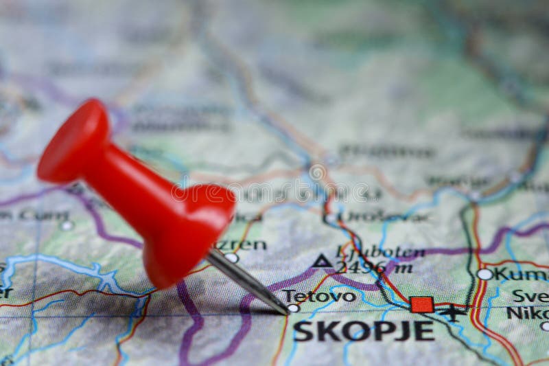 Tetovo, North Macedonia Pin on Map Stock Image - Image of explore ...