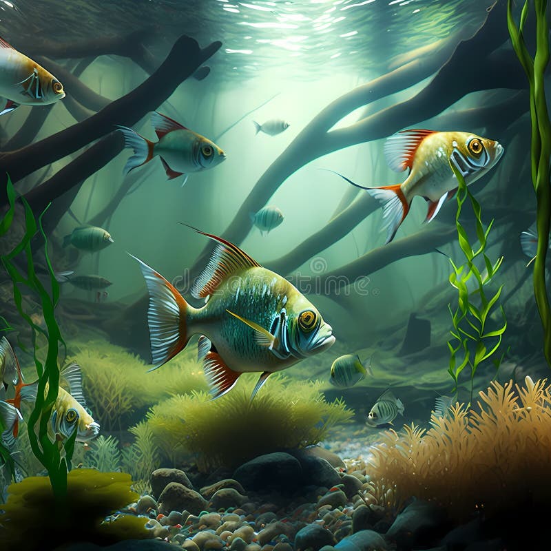 Tetra Fish Family. Generative AI Stock Illustration - Illustration of ...