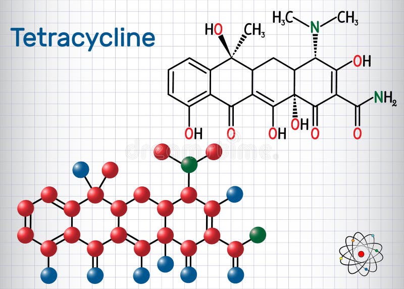 Tetracycline Antibiotic Drug Molecule. Structural Chemical Formula and ...