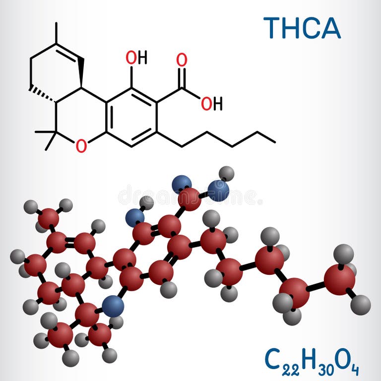 Tetrahydrocannabinolic Acid, THCA, Tetrahydrocannabinolate Molecule ...