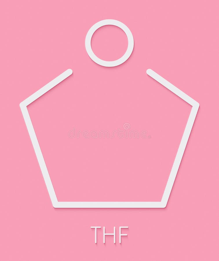 Tetrahydrofuran THF, Oxolane Solvent Molecule. Skeletal Formula. Stock ...