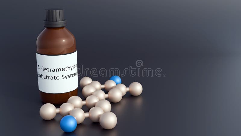 3,3?,5,5?-Tetramethylbenzidine or TMB Molecules and Amber Glass Bottle ...