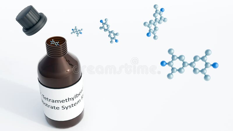 3,3?,5,5?-Tetramethylbenzidine or TMB Molecules and Amber Glass Bottle ...