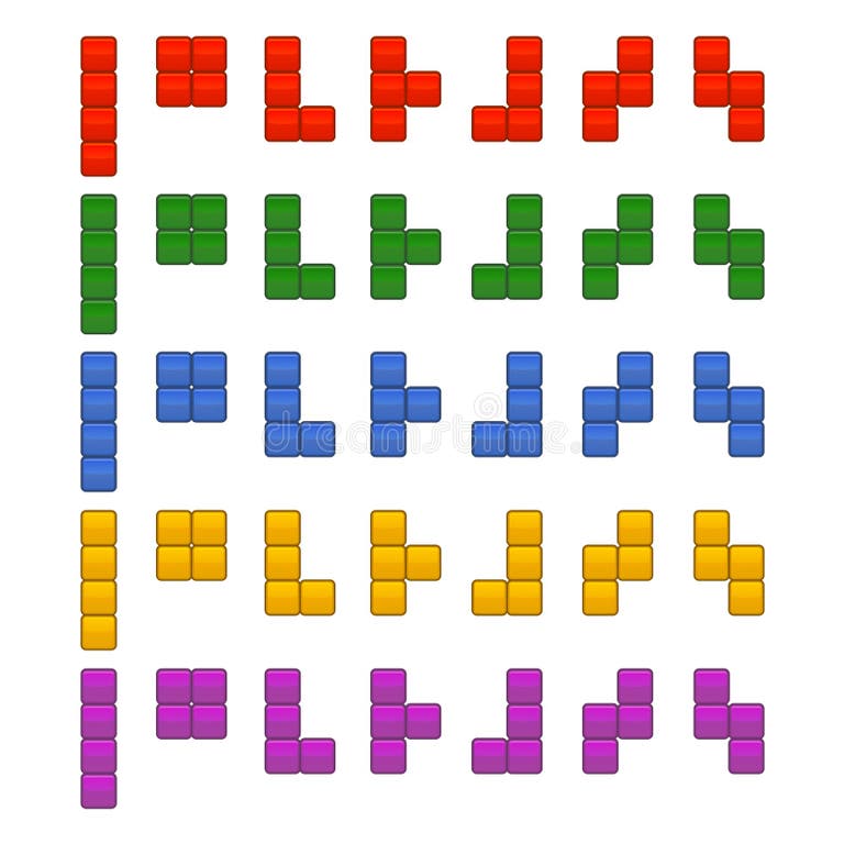 Tetris Bricks Pieces Total Set for Game. Vector Stock Vector ...