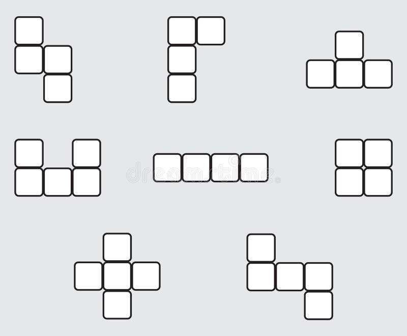 Tetris Element Set Linear Design Stock Vector - Illustration of ...