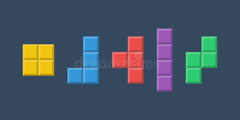 Tetris Figure Icon Symbol Set. Vector Stock Vector - Illustration of ...