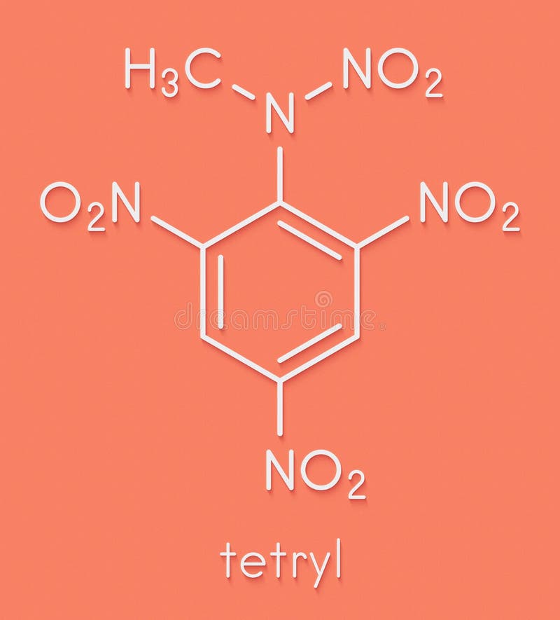 Tetryl Explosive Molecule. 3D Rendering Stock Illustration ...