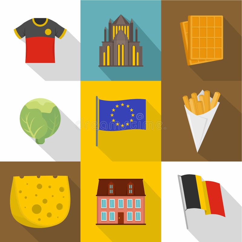 Teuton Icons Set, Flat Style Stock Vector - Illustration of eating ...