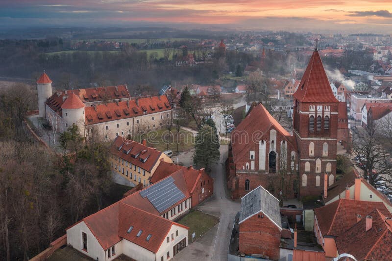 Teutonic Castle in Paslek City at Sunset, Poland Stock Image - Image of ...