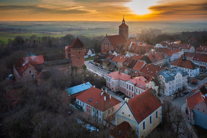 Teutonic Castle in Reszel at Sunset, Poland Stock Photo - Image of ...