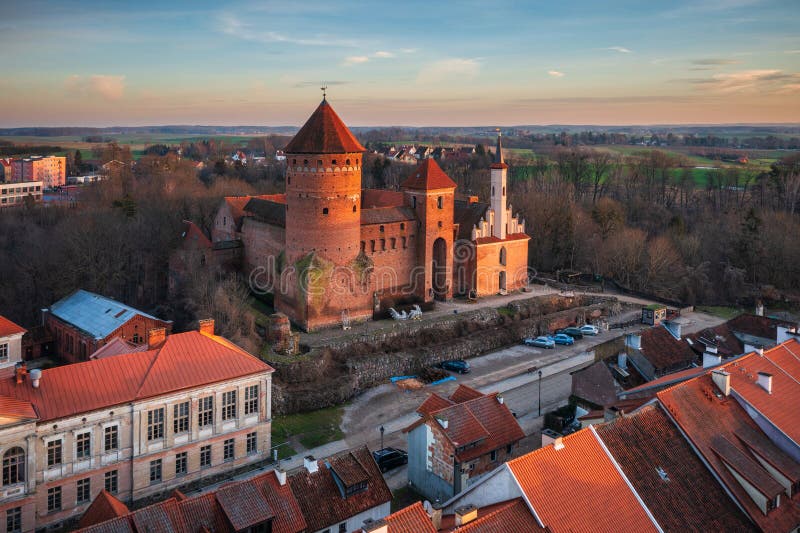 Teutonic Castle in Reszel at Sunset, Poland Stock Image - Image of ...