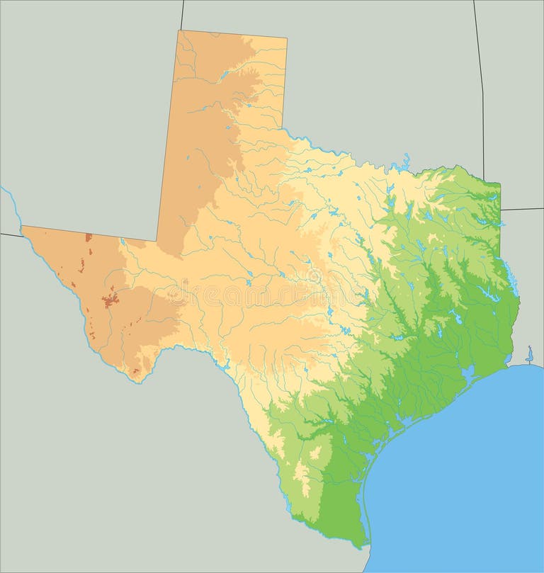 Detailed Texas Physical Map Stock Illustrations – 135 Detailed Texas ...