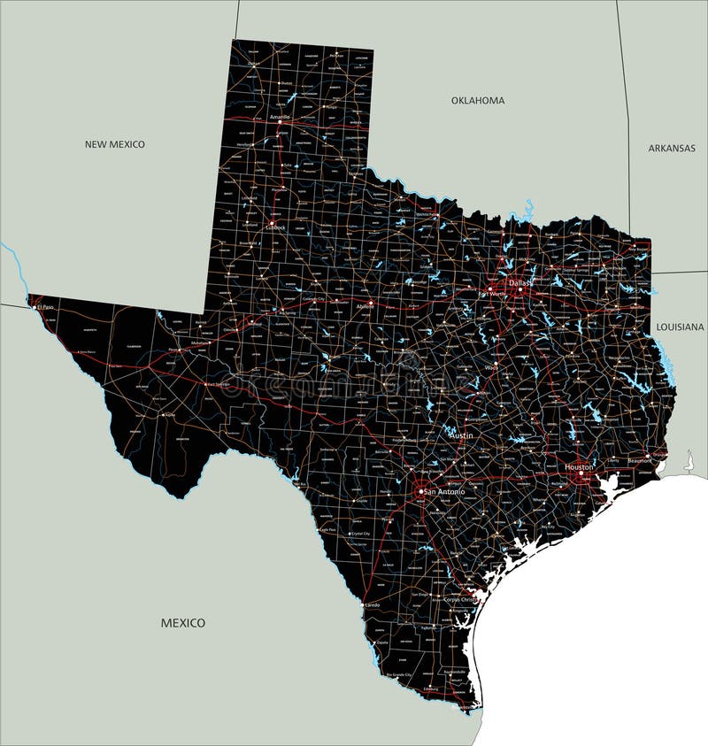 Texas Interstate Map Stock Illustrations – 104 Texas Interstate Map ...