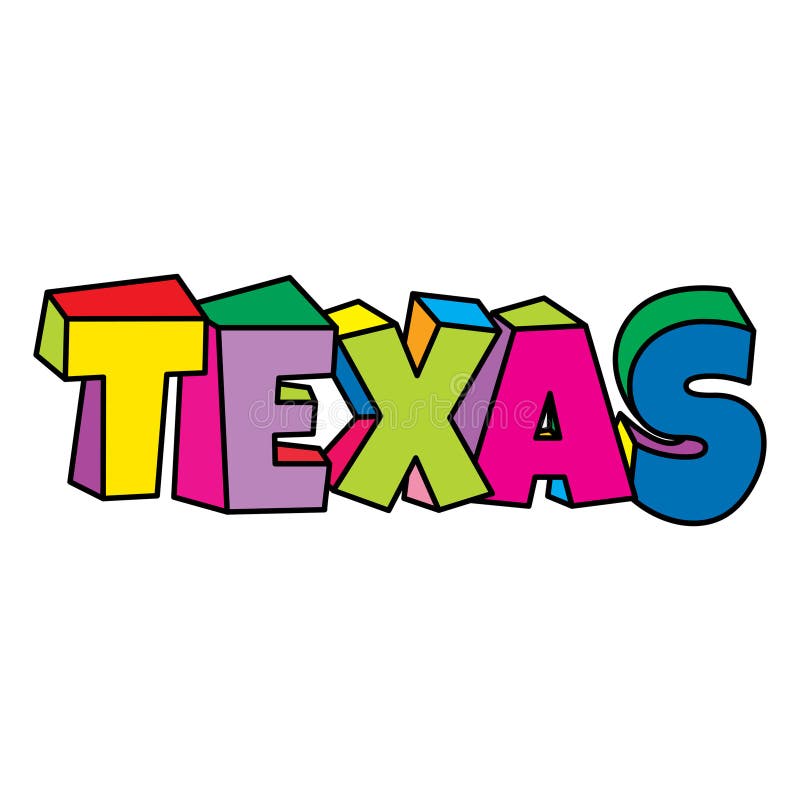 Texas Colorful Text Logo Design Vector Illustration Stock Vector ...