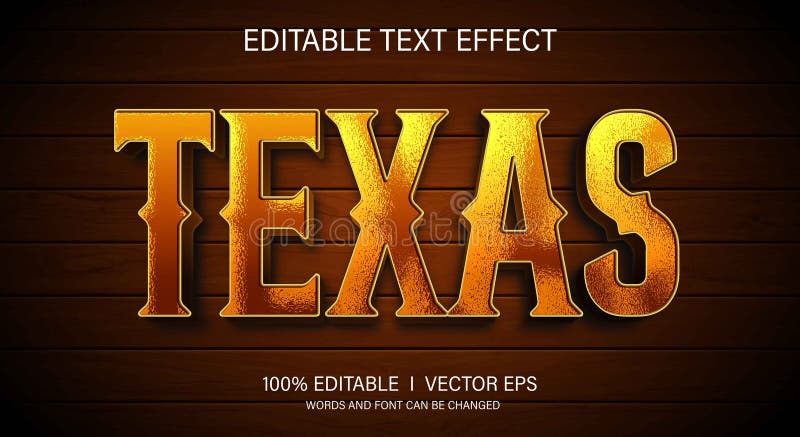 Texas 3d Vector Text Effect with Modern Style Design Stock Vector ...