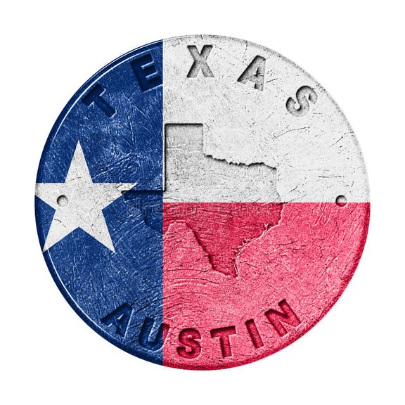 Texas Flag Button with Map stock illustration. Illustration of states ...