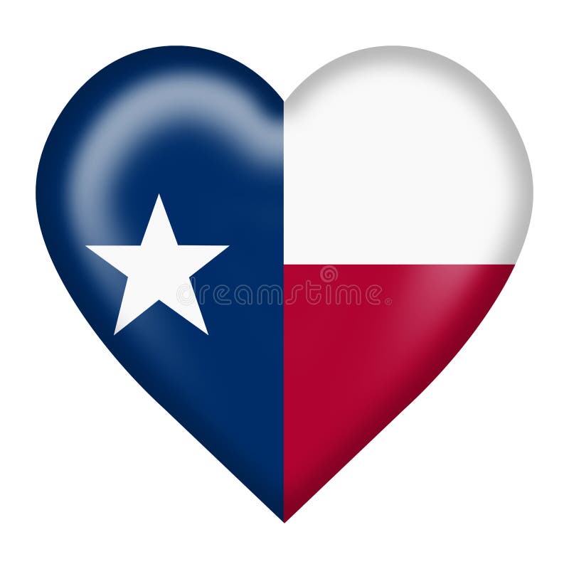 Texas Flag Heart Button Isolated on White with Clipping Path Stock ...