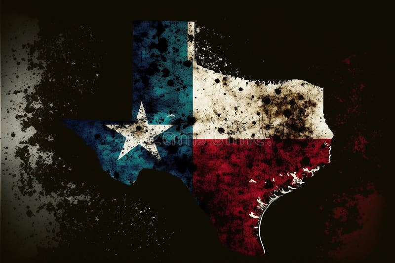 Texas Flag Map Illustration in Grunge Style Stock Image - Image of ...