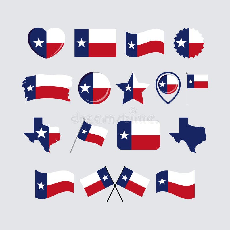 Texas Flag Icon Set Vector Isolated on a Gray Background Stock Vector ...