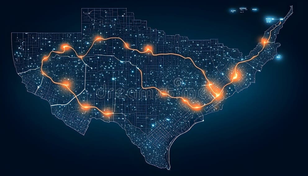 AI-Generated Texas Highway Map Stock Illustration - Illustration of ...