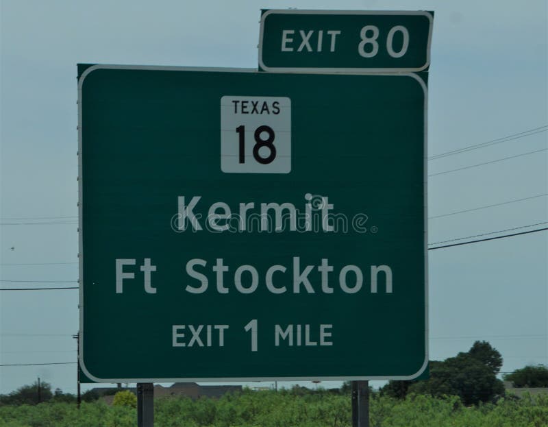 A Texas Highway Sign Exit 80 Stock Photo - Image of stockton, exit ...