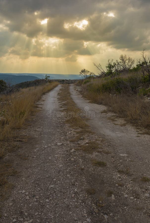 Texas Hill Country Storm Approaching a Dirt Road Stock Photo - Image of ...