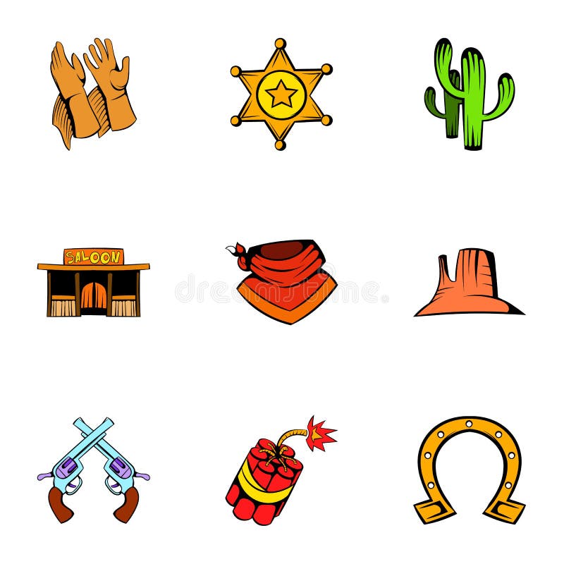 Texas Icons Set, Cartoon Style Stock Vector - Illustration of icon ...