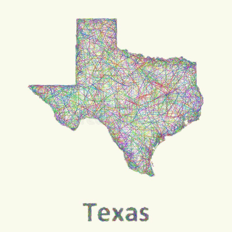 Texas line art map stock vector. Illustration of drawing - 126790202