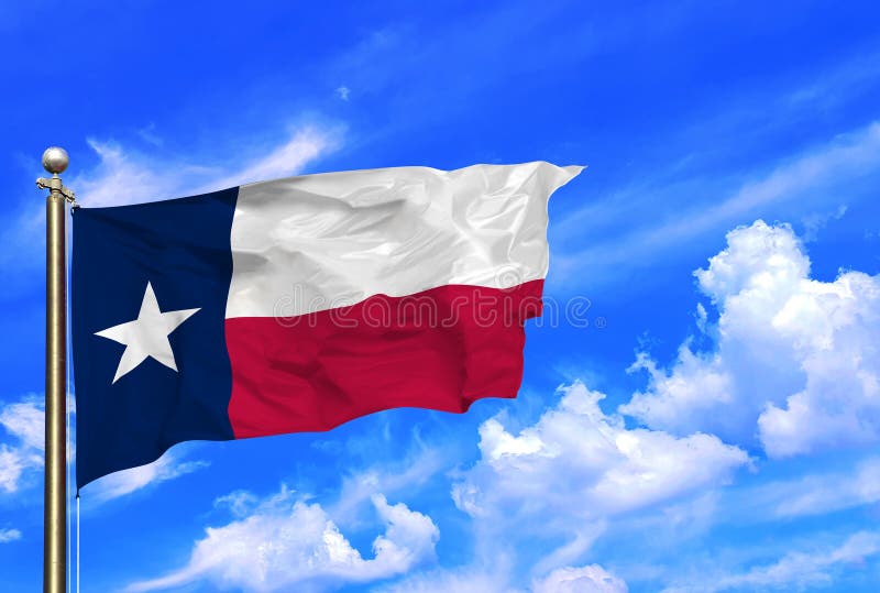 Texas Lone Star Flag Waving Proudly Under the Blue Sky Stock ...