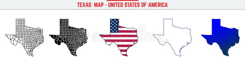 Texas Map with Editable Stroke Icon Stock Vector - Illustration of ...
