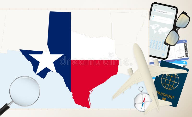 Texas Map and Flag, Cargo Plane on the Detailed Map of Texas with Flag ...