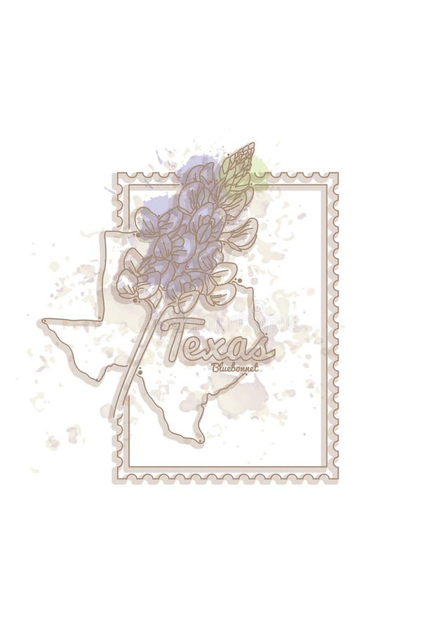Texas Map with Flower. Vector Illustration Decorative Design Stock ...
