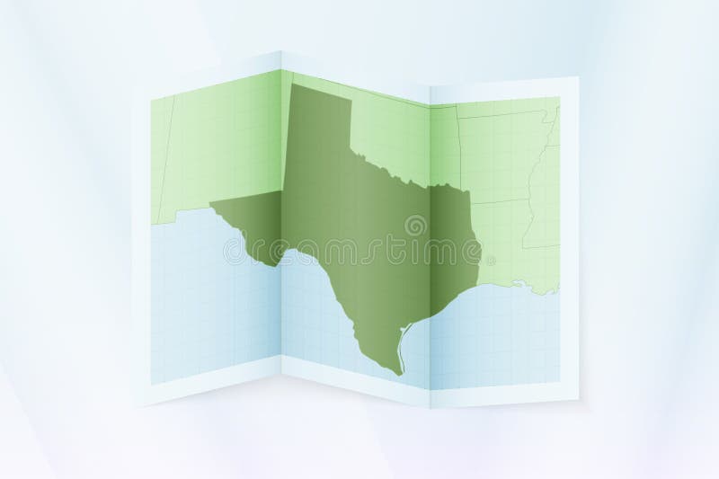 Texas Map, Folded Paper with Texas Map Stock Vector - Illustration of ...