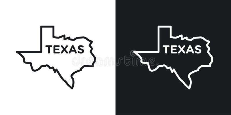 Texas Map Icon Set. State Shape and Flag Vector Symbol in a Black ...