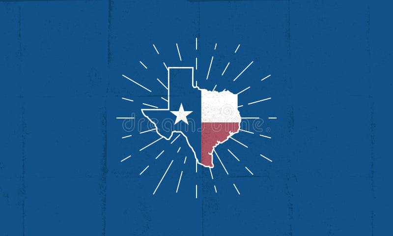 Texas Map Icon. Texas Icon with Light Rays Isolated on Blue Background ...