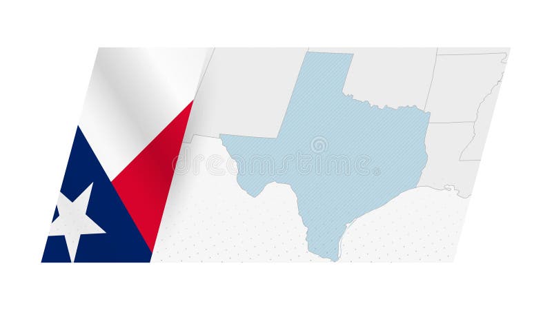 Texas Map in Modern Style with Flag of Texas on Left Side Stock Vector ...