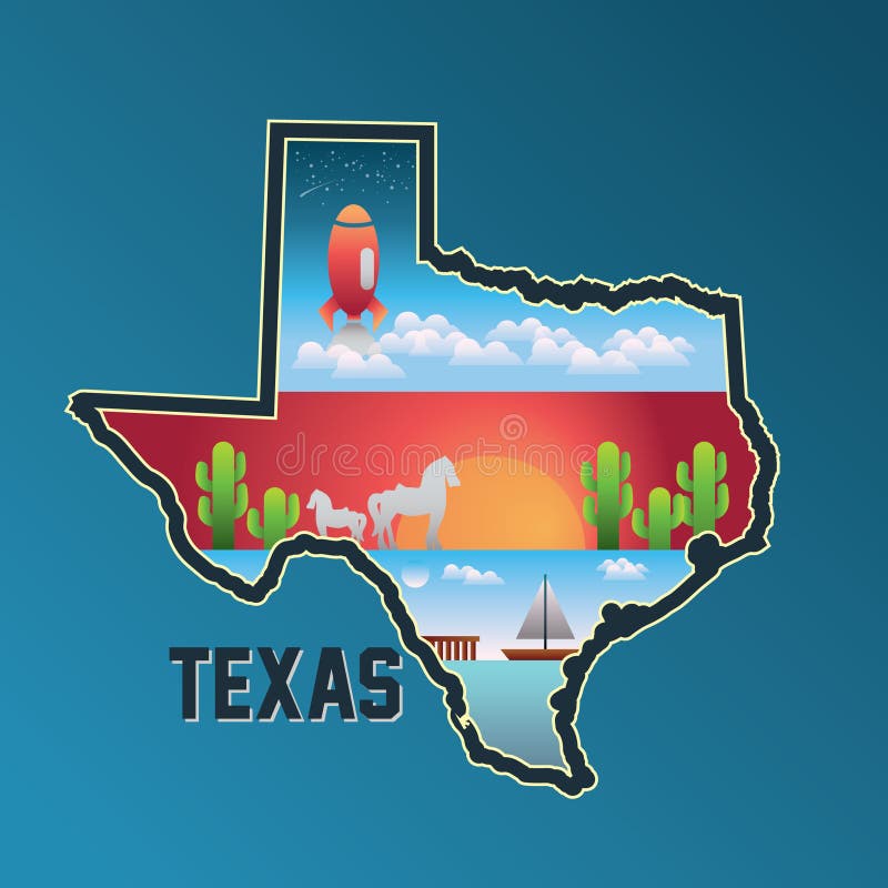 Texas Map. Vector Illustration Decorative Design Stock Illustration ...