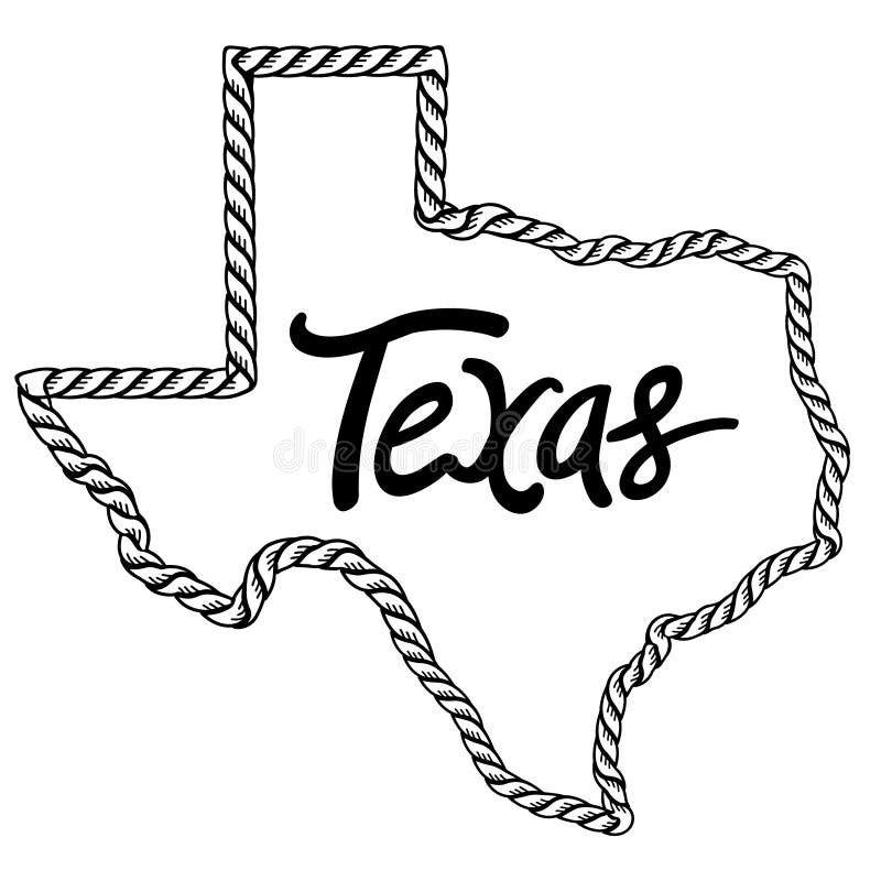Texas Map Vector Illustration. Texas Lasso Rope Frame with Text ...