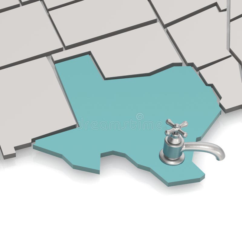 Texas Map with Water Faucet Stock Illustration - Illustration of crisis ...