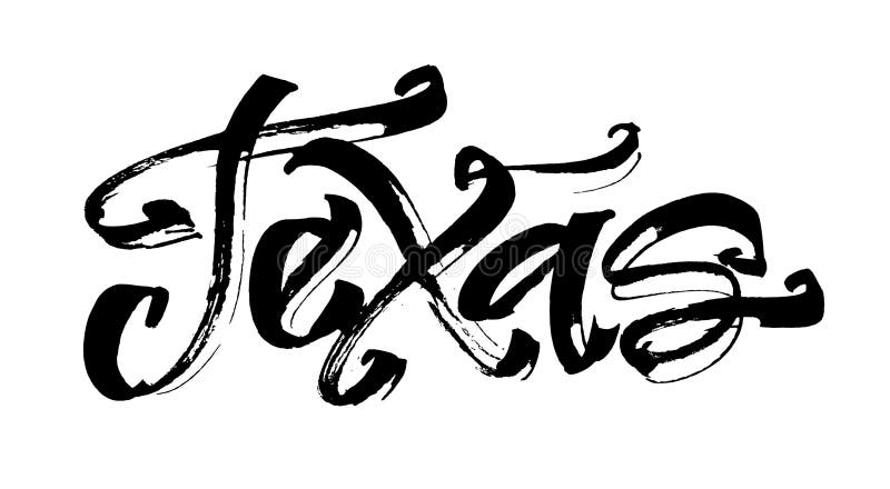 Texas. Modern Calligraphy Hand Lettering for Serigraphy Print Stock ...