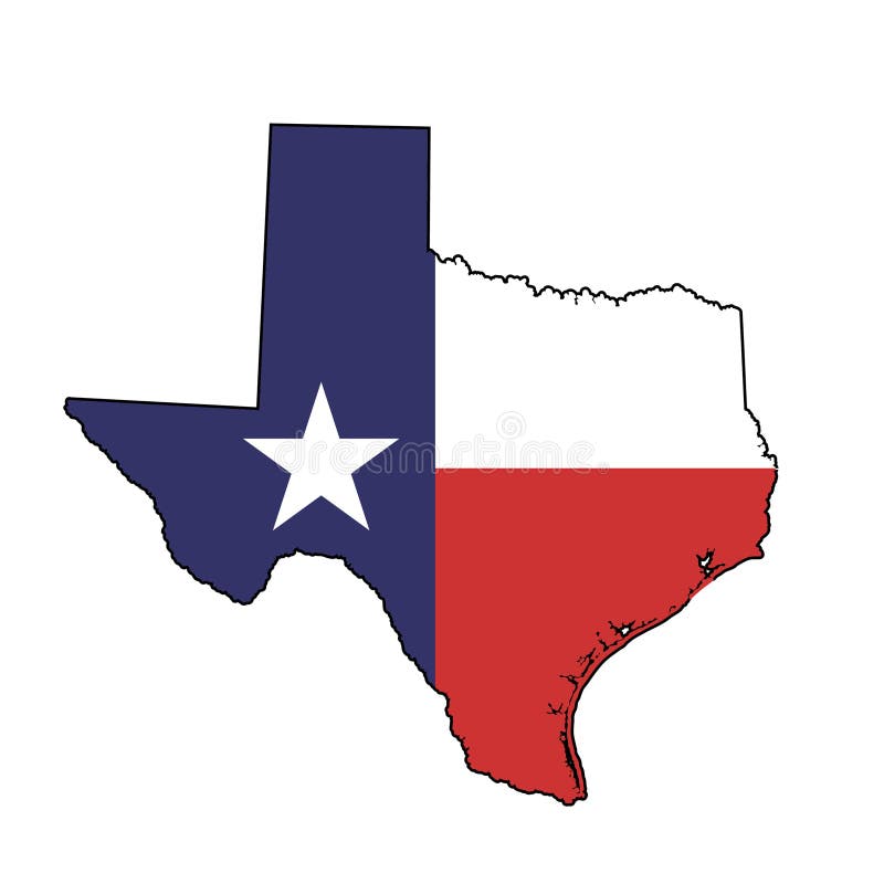 Texas. Outline of the Map State with Flag Stock Vector - Illustration ...
