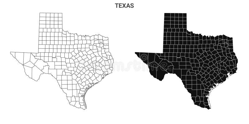 Texas Outline and Solid Map Set - Illustration Version Stock ...