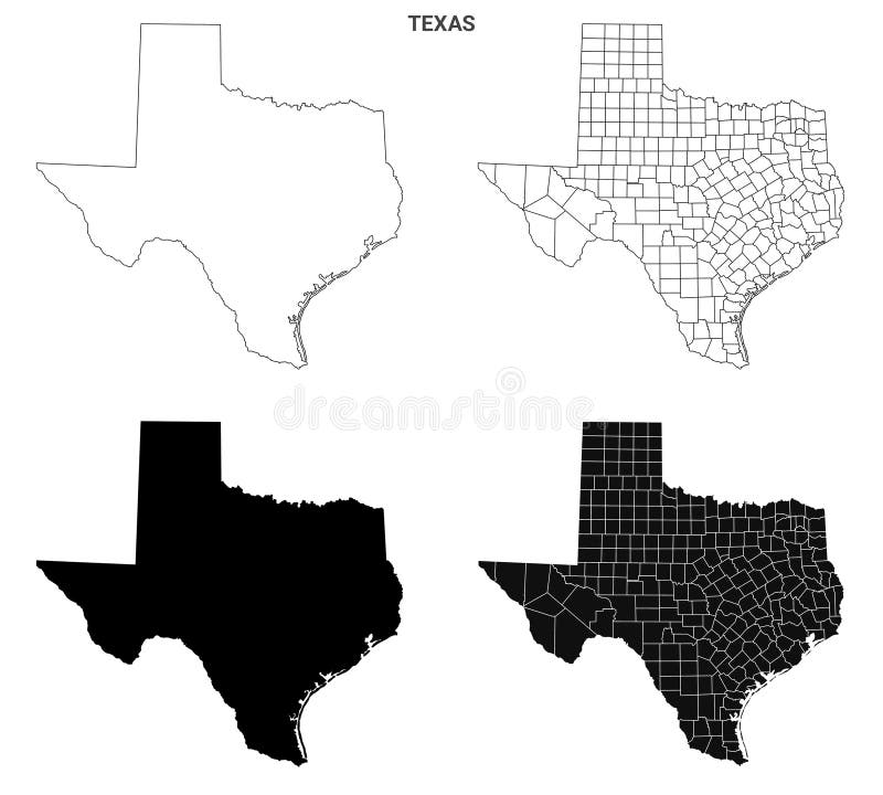 Texas Outline and Solid Map Set - Illustration Version Stock ...