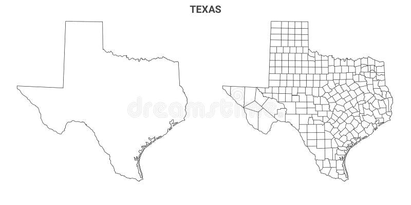 Texas Outline and Solid Map Set - Illustration Version Stock ...