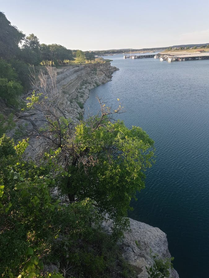 Texas park cliff and water stock image. Image of cliff - 226719945