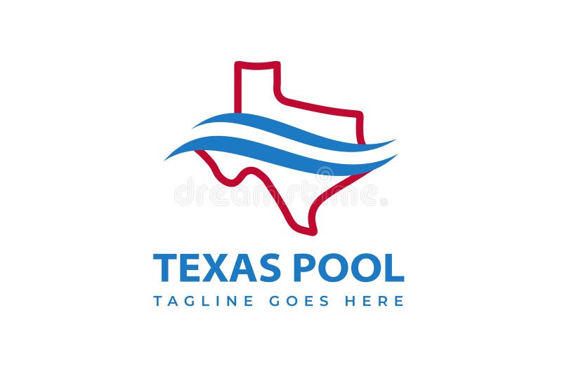 Texas Pool Company Logo Design with Blue Wave and State Outline Stock ...