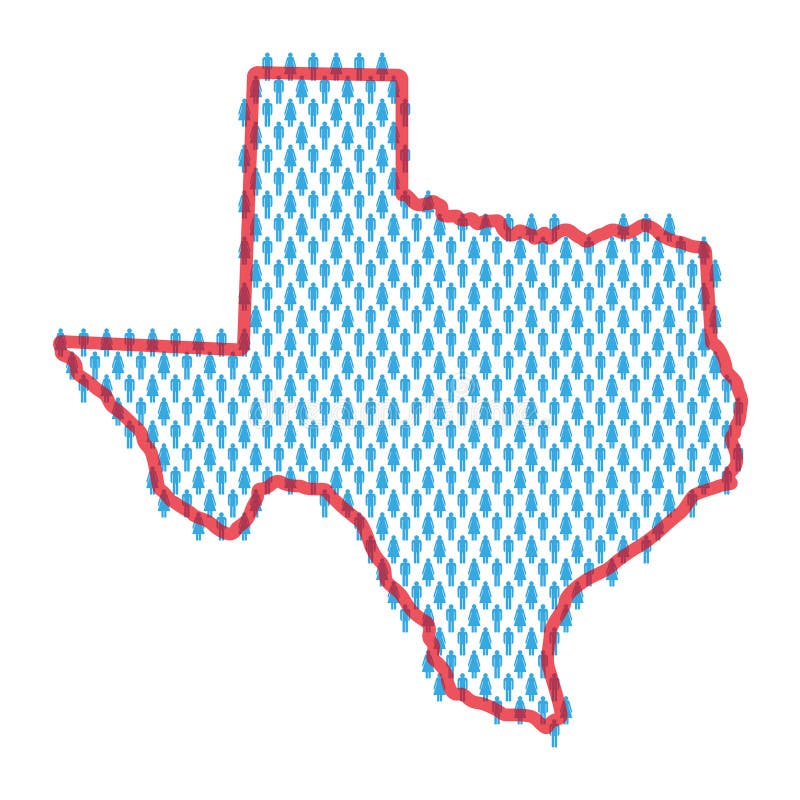 Texas Population Map. Stick Figures People Map. Pattern of Men and ...