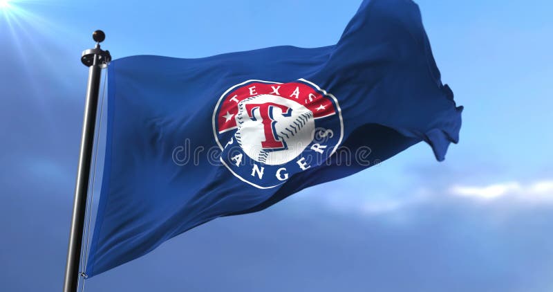 Texas Rangers Team Flag, American Professional Baseball Team, Waving ...